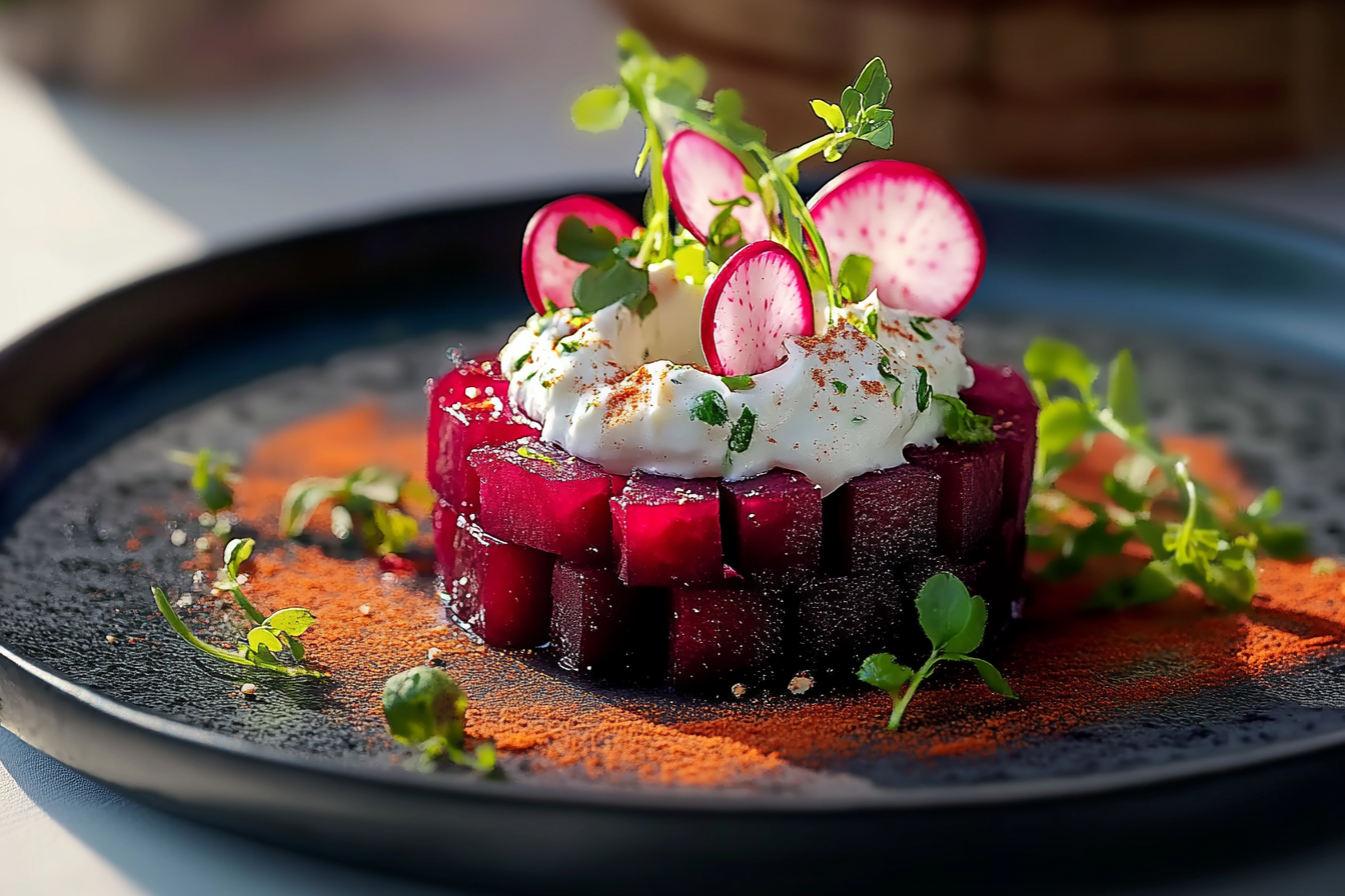 🍽️ Rote-Bete-Tartar mit Pflanzlicher Feta-Creme – Edle Veggie-Vorspeise