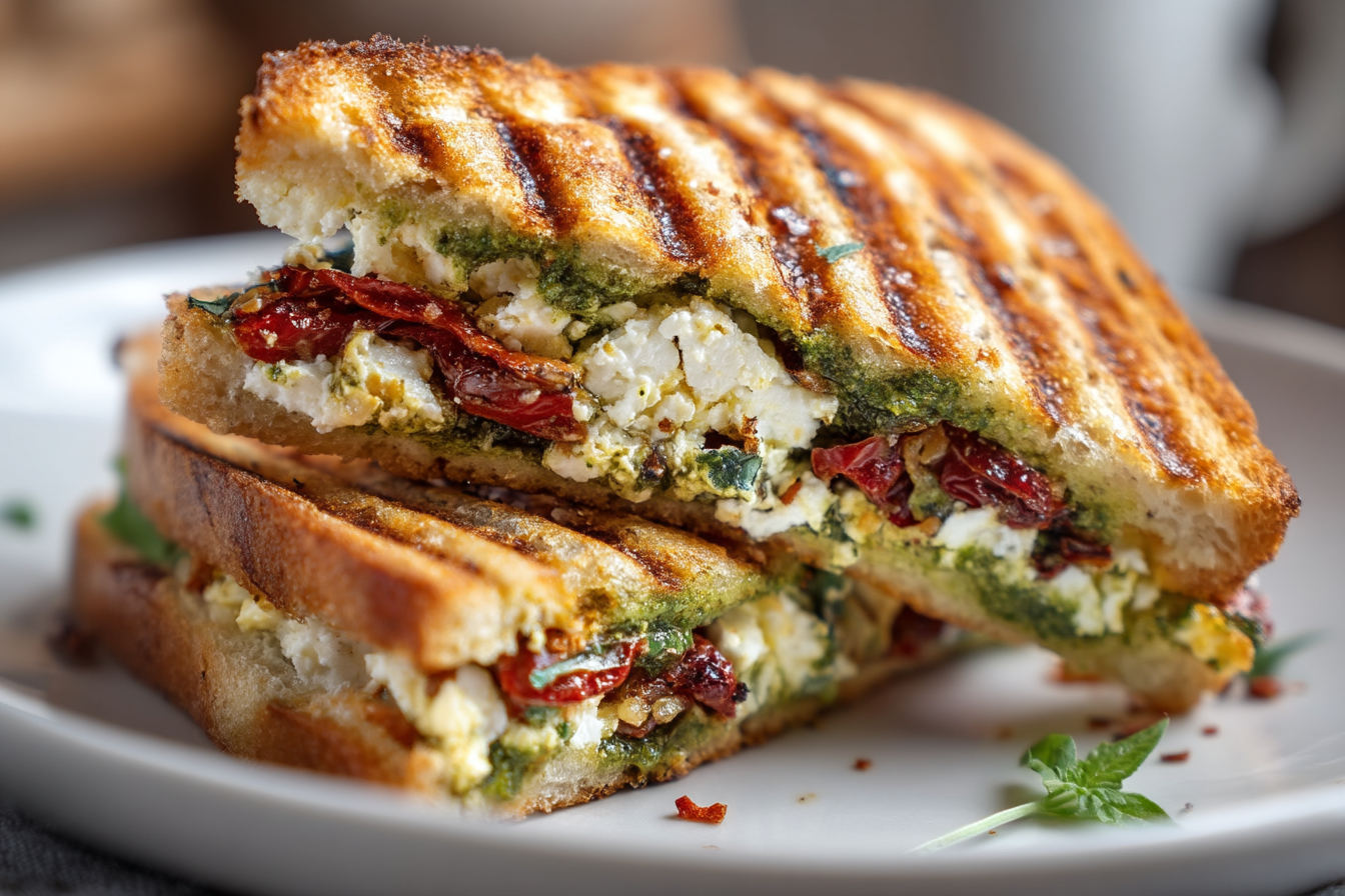 Veggie-Croque mit Pesto & Feta – schnell & vegan